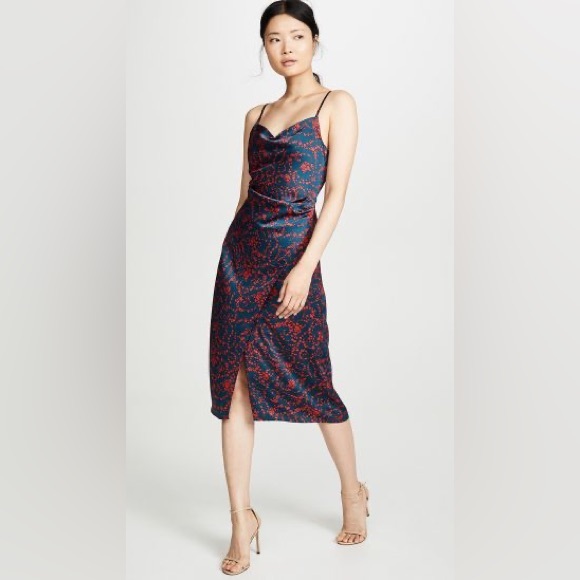 re:named | Dresses | Renamed Red And Blue Sheath Midi Dress | Poshmark
